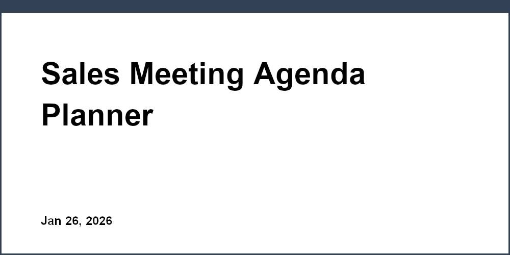Sales Meeting Agenda Planner
